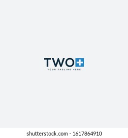 Lettering Two Logo Design Plus Two: vector de stock (libre de regalías ...