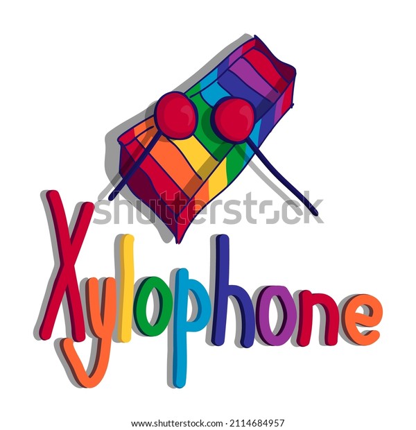 Lettering Word Xylophone Vector Illustration Cartoon Stock Vector ...