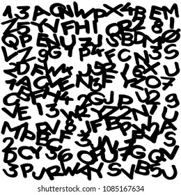 Vektor Stok Letters Alphabet Plus Numbers Thrown Together (Tanpa ...