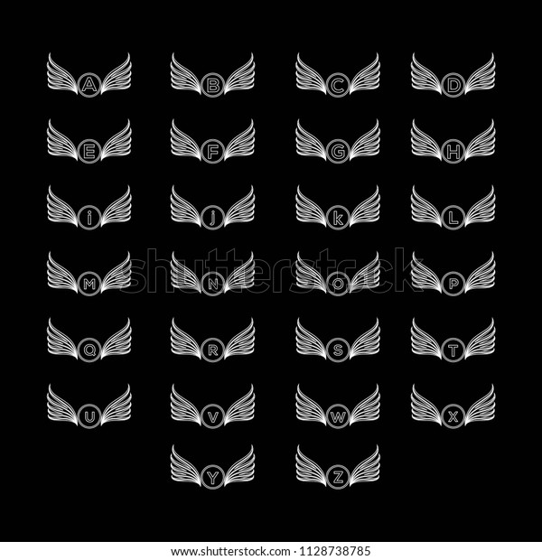 Letters Alphabet Wings Logo Set Winged Stock Vector (Royalty Free ...