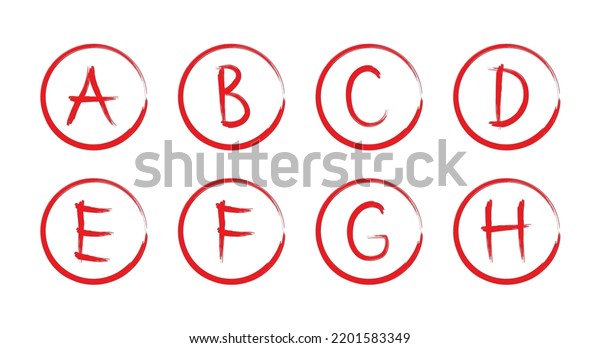 Letters Circles Handwriting Red Markers Icons Stock Vector (Royalty ...