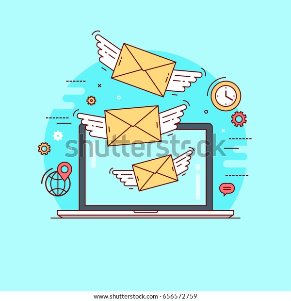 Letters Flying Out Laptop Concept Email Stock Vector (Royalty Free ...