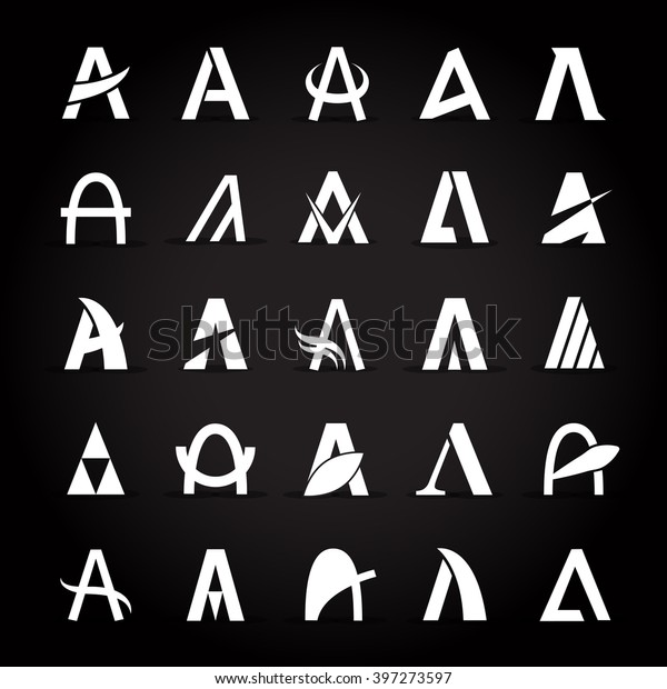 Letters Icons Setisolated On Black Backgroundvector Stock Vector ...