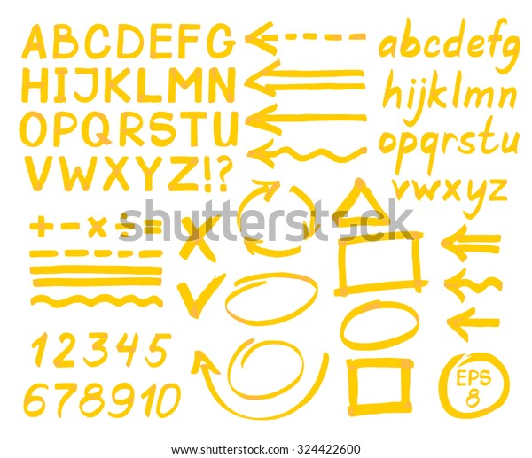 Letters Numbers Arrows Mathematical Symbols Lines Stock Vector (Royalty ...
