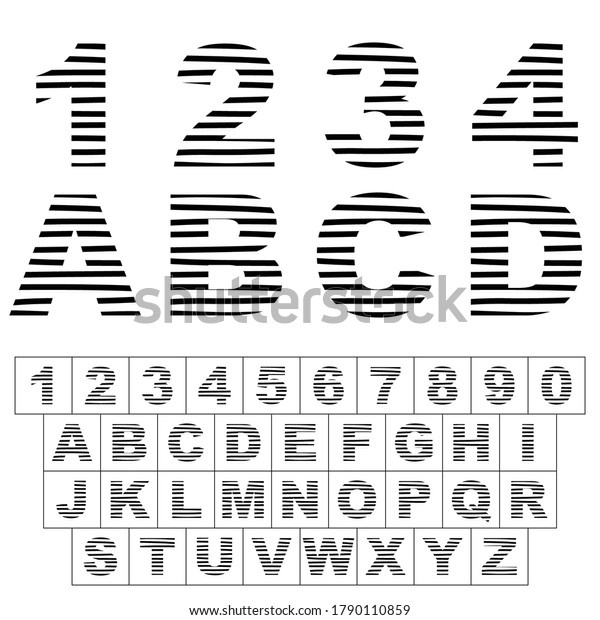 Letters Numbers Set Striped Mottled Font Stock Vector (Royalty Free ...