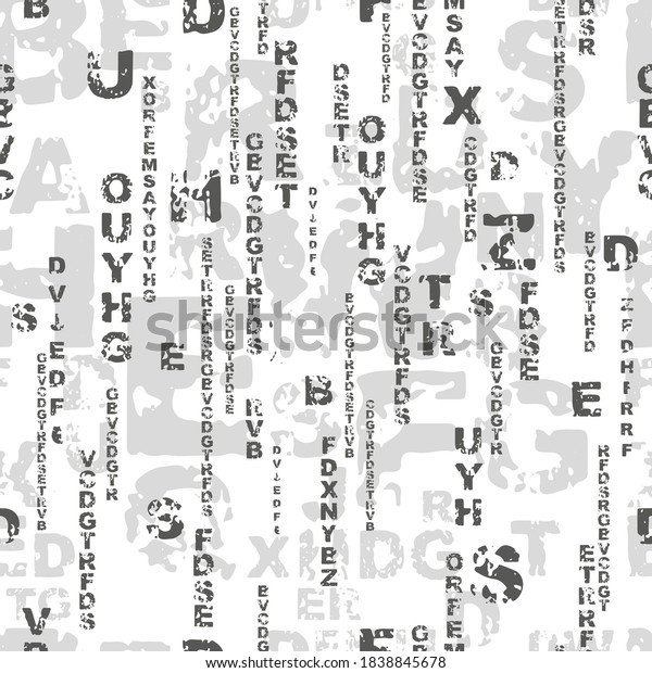Letters On Gray Background Seamless Pattern Stock Vector (Royalty Free ...