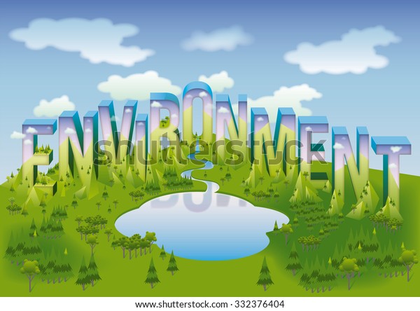 Letters Word Environment Forming Landscape Stock Vector (Royalty Free ...