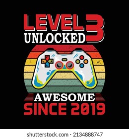 Level 3 Unlocked Awesome Since 2019 Stock Vector (Royalty Free ...