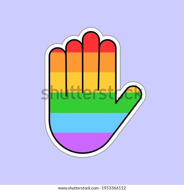 Lgbt Friendly Sticker Rainbow Open Palm Stock Vector (Royalty Free ...