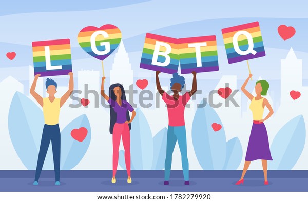 LGBT pride activism concept vector illustration. Cartoon flat ...