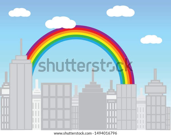 Lgbt Rainbow Skyscraper Buildings Background Vector Stock Vector ...