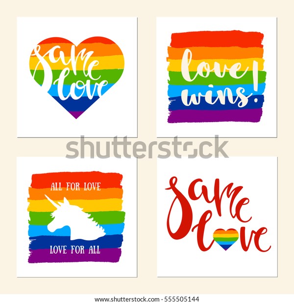 Lgbt Support Posters Rainbow Colors Stock Vector (Royalty Free ...