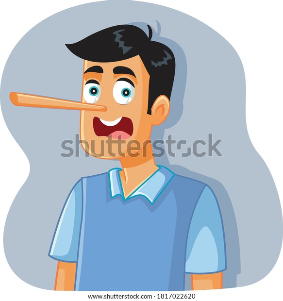 Liar Man Long Nose Vector Cartoon Stock Vector (Royalty Free) 1817022620