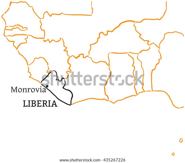 Liberia Handdrawn Sketch Map Stock Vector (Royalty Free) 435267226 ...