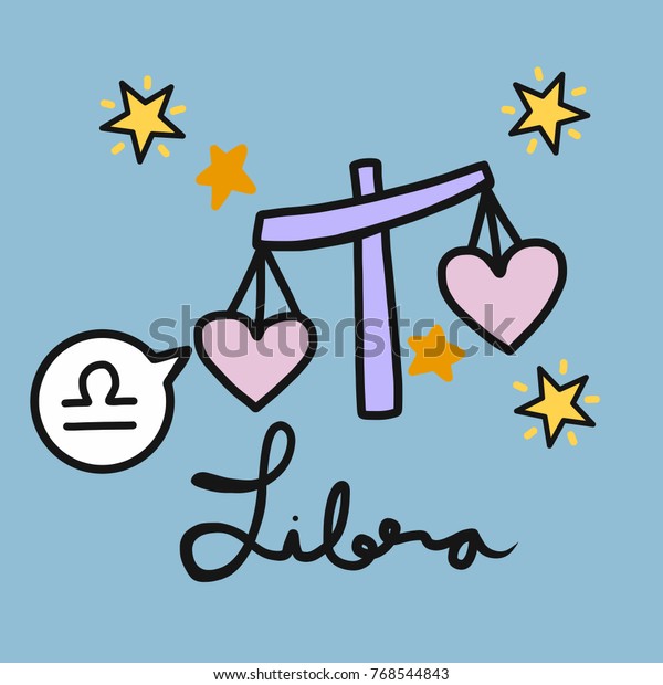 Libra Horoscope Cartoon Vector Illustration Doodle Stock Vector ...
