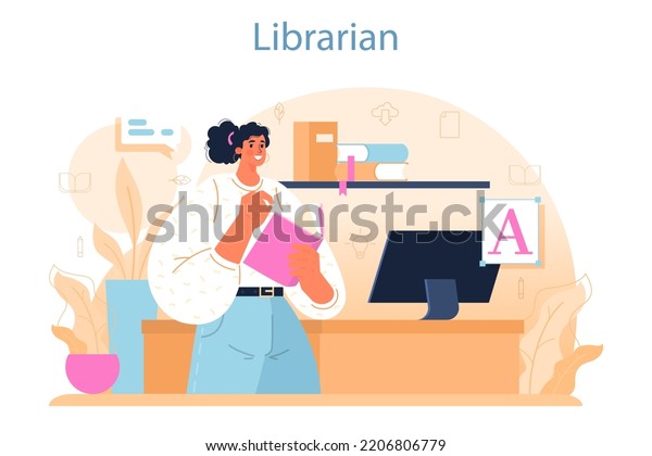 Librarian Concept Library Staff Cataloging Sorting Stock Vector ...