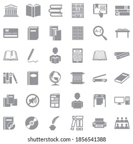 Library Icons Gray Flat Design Vector Stock Vector (Royalty Free ...