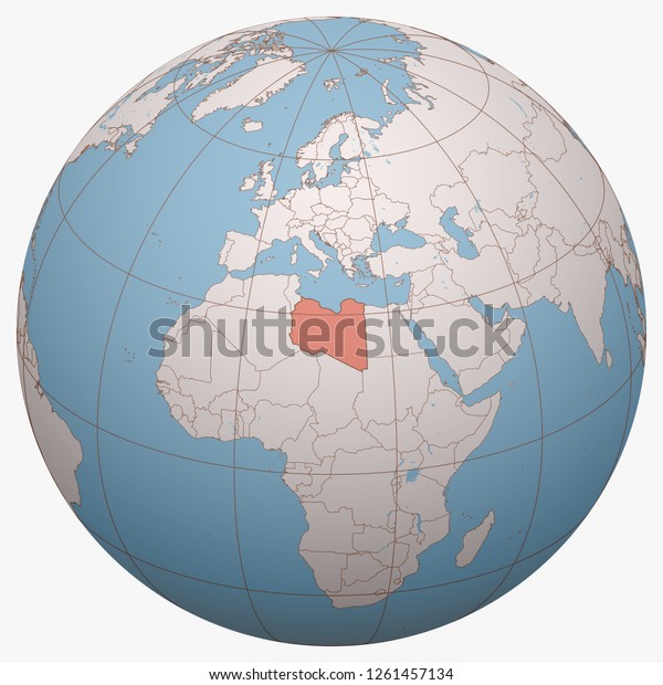 Libya On Globe Earth Hemisphere Centered Stock Vector (Royalty Free ...