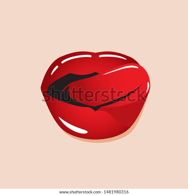 Licking Lips Vector Illustration Romance Valentine Stock Vector ...