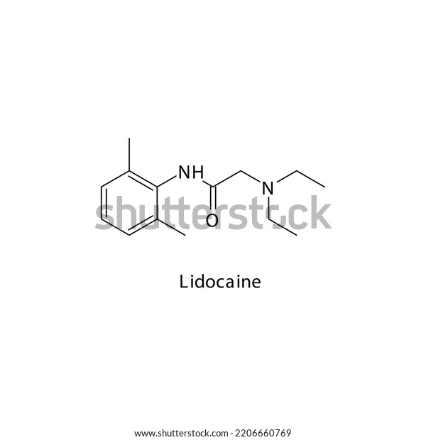 Lidocaine Molecule Flat Skeletal Structure Class Stock Vector (Royalty ...