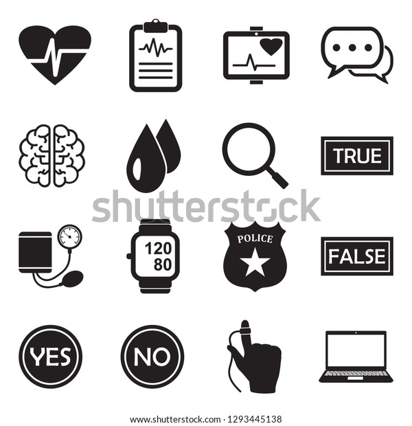 Lie Detector Icons Black Flat Design Stock Vector (Royalty Free ...