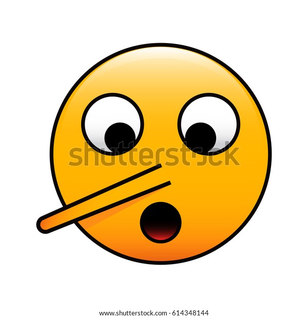 Lie emoticon concept. Vector emoji with big nose