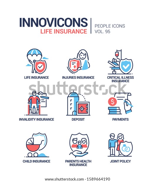 Life Insurance Vector Line Design Style Stock Vector (Royalty Free ...