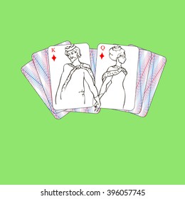 Set Sketch Playing Cards Hand Drawn Stock Vector (Royalty Free) 421471894