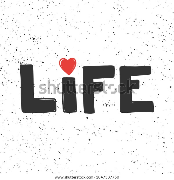 Life Typography Lettering Calligraphy Doodle Cartoon Stock Vector ...