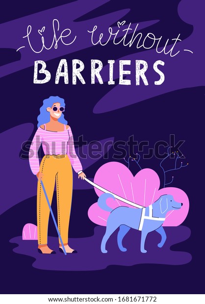 Life Without Barriers Poster Blind Woman Stock Vector (Royalty Free ...