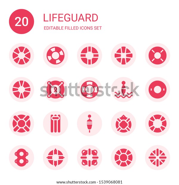 Lifeguard Icon Set Collection 20 Filled Stock Vector (Royalty Free ...