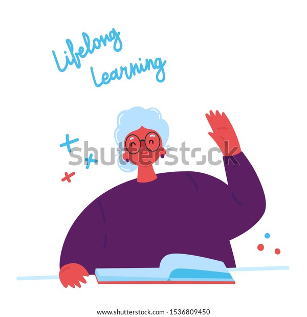 Lifelong Learning Senior Educationolder Woman Studying Stock Vector ... Lifelong Learning Senior Educationolder Woman Studying Stock Vector ...