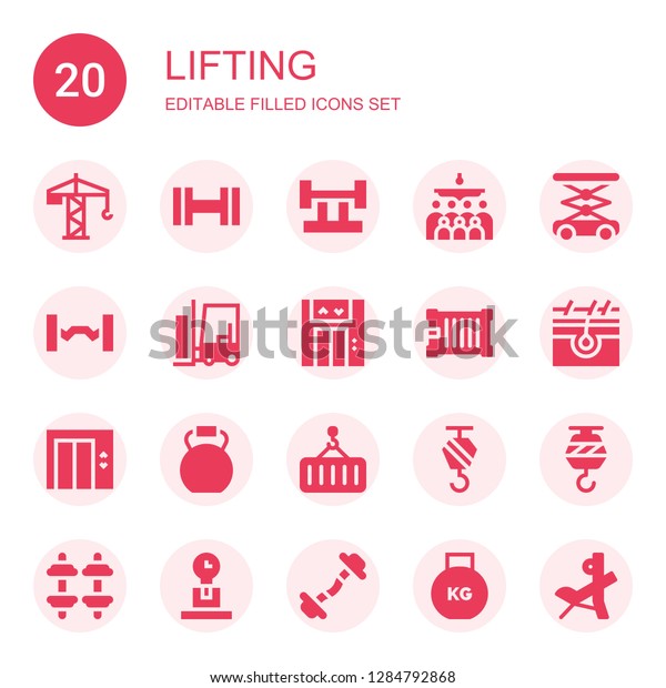 Lifting Icon Set Collection 20 Filled Stock Vector (Royalty Free ...