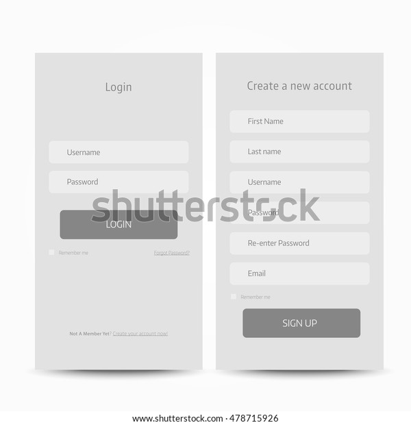 Light App Login Form Registration Form Stock Vector (Royalty Free ...