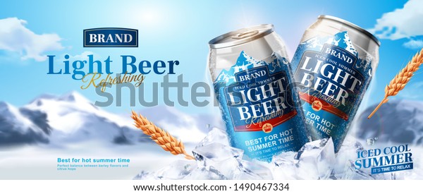 Light Beer Ads Banner Design Aluminium Stock Vector (Royalty Free ...