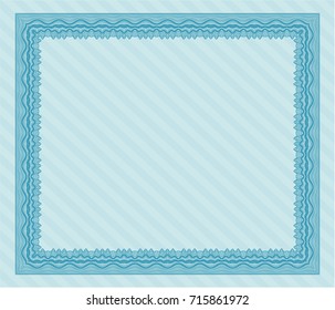 Light Blue Certificate Diploma Template Linear Stock Vector (Royalty ...