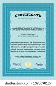 Light Blue Certificate Template Detailed Complex Stock Vector (Royalty ...