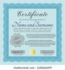 Light Blue Certificate Template Modern Design Stock Vector (Royalty ...