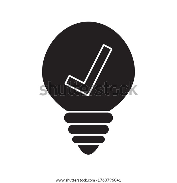 Light Bulb Check Mark Silhouette Style Stock Vector (Royalty Free ...