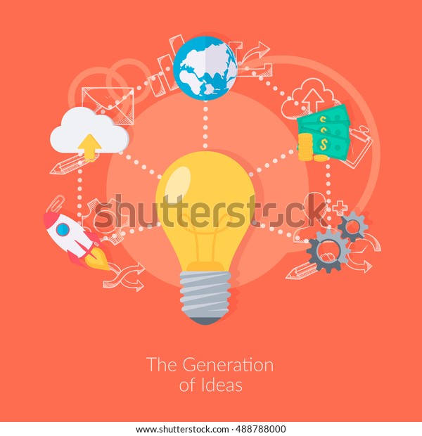 Light Bulb Concent Symbols Idea Generation เวกเตอร์สต็อก (ปลอดค่า ...