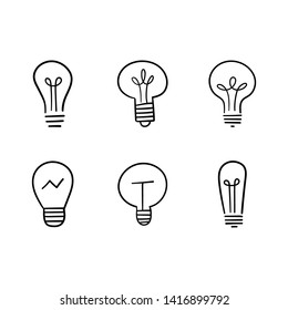 Light Bulb Doodles Set Hand Drawn Stock Vector (Royalty Free) 1416899792