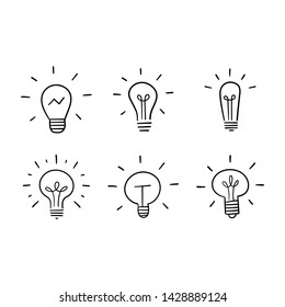 Light Bulb Doodles Set Hand Drawn Stock Vector (Royalty Free ...