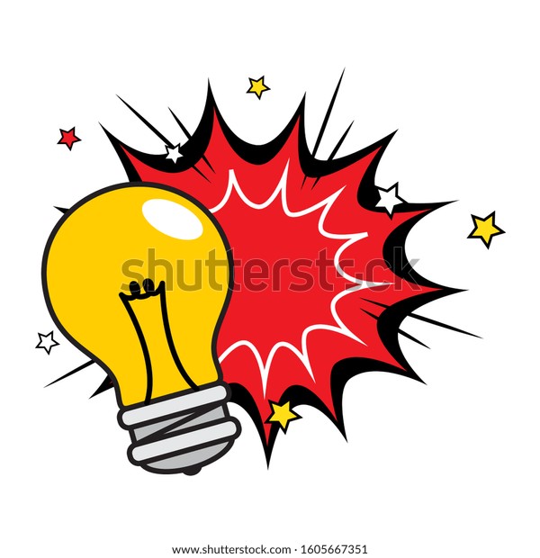 Light Bulb Explosion Pop Art Style Stock Vector (Royalty Free) 1605667351