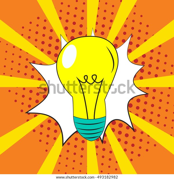 Light Bulb Lamp Pop Art Style Stock Vector (Royalty Free) 493182982