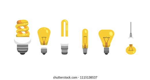 Light Bulb Lamp Set Cartoon Style Stock Illustration 1145198099 ...