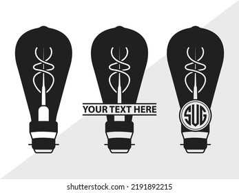 Light Bulb Monogram Svg Printable Vector Stock Vector (Royalty Free ...