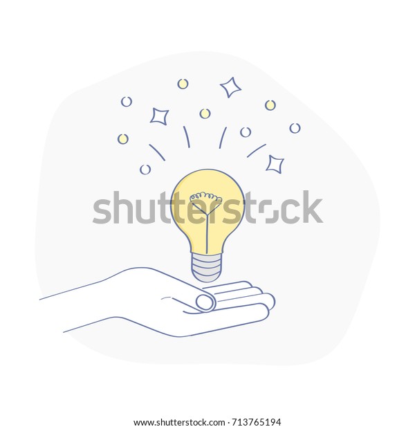 Light Bulb On Human Hand Concept Stock Vector (Royalty Free) 713765194 ...