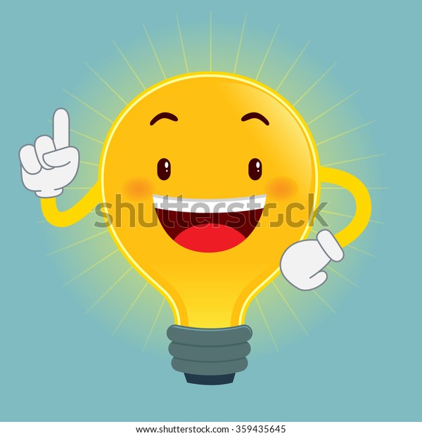 Light Bulb Raising Hand Smile Vector Stock Vector (Royalty Free) 359435645