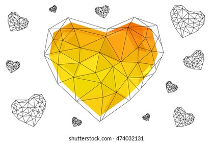 Light Orange Heart Isolated On White Stock Vector (Royalty Free ...