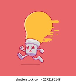 Lightbulb Character Running Vector Illustration Intelligence Stock ...